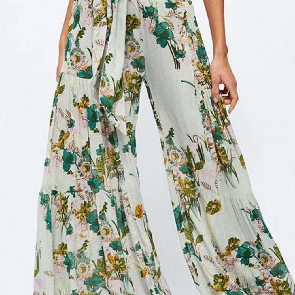 Floral Pattern Wide Leg Pants